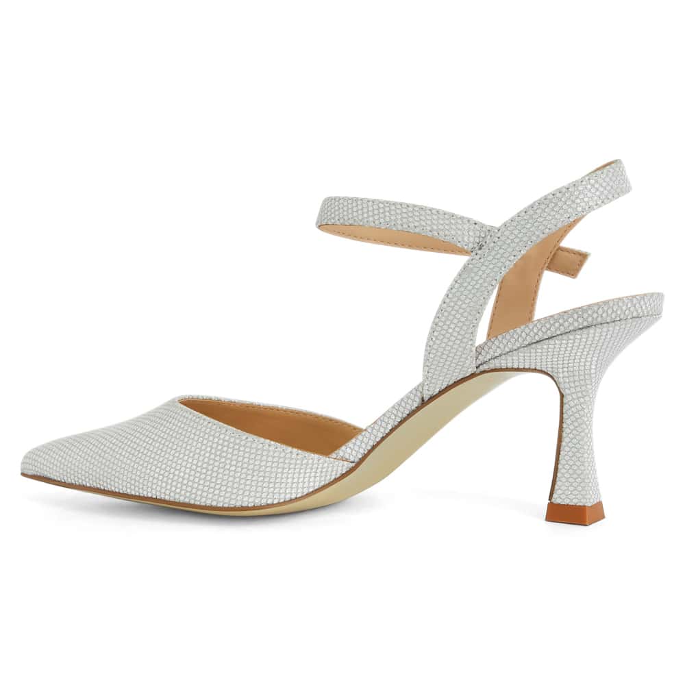 Genesis Heel in Silver Fabric