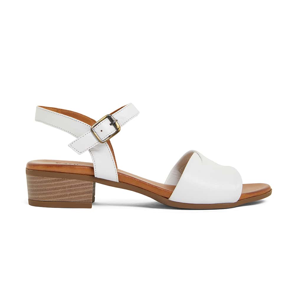 Maisy Heel in White Leather | Easy Steps | Shoe HQ