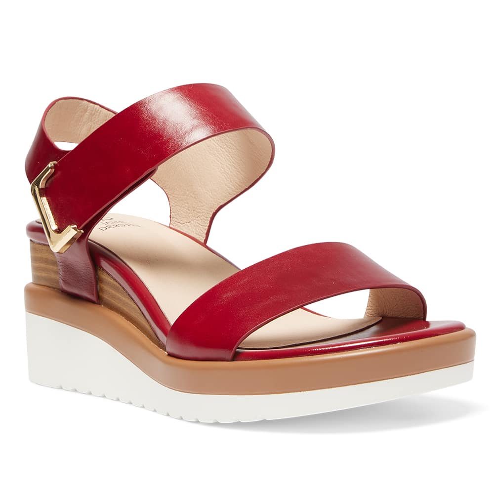 Iris Wedge in Red Leather