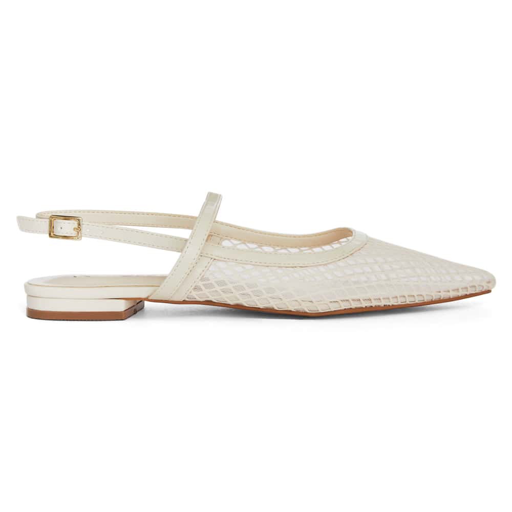 Kelsey Flat in Ivory Mesh - Elegant Slingback Design