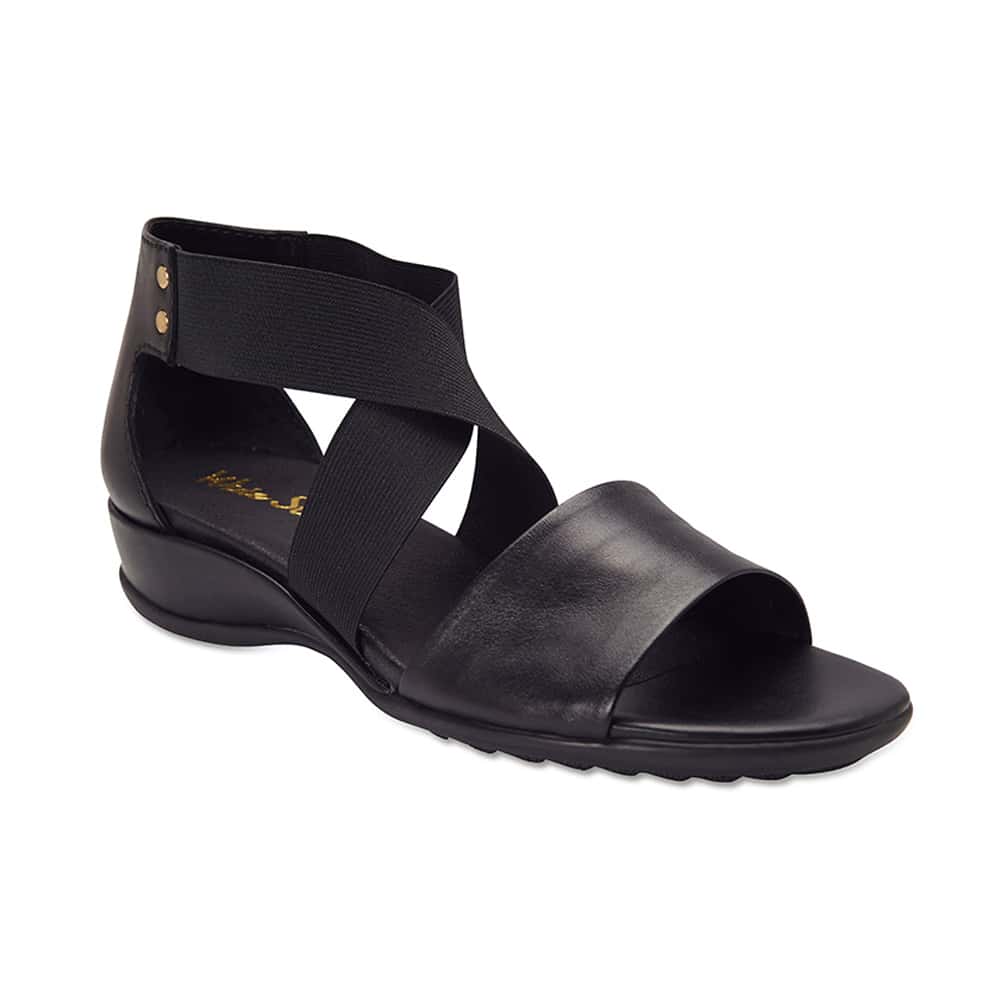 Chester Sandal in Black Leather | Wide Steps | Shoe HQ
