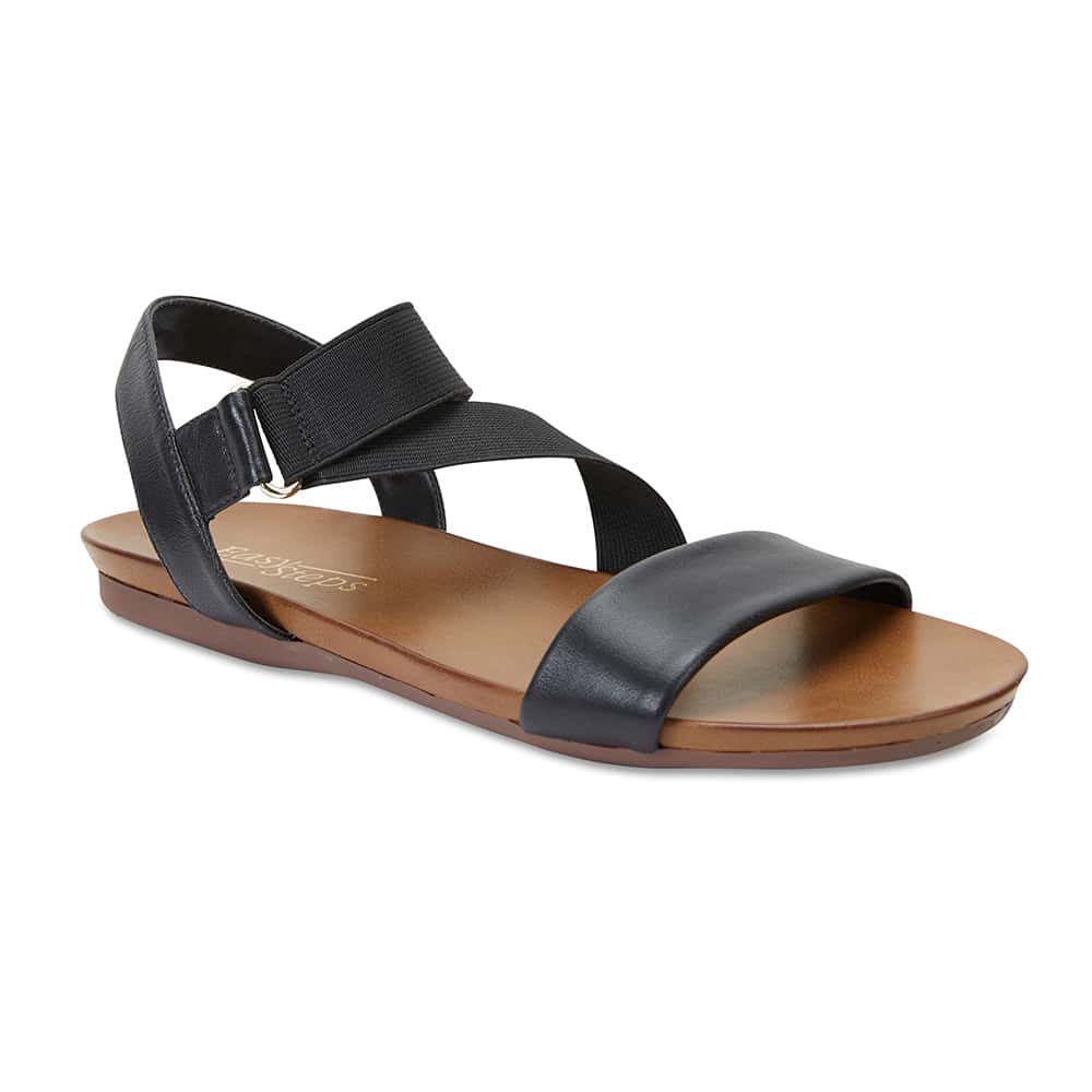 Amity Sandal in Black Leather | Easy Steps | Shoe HQ