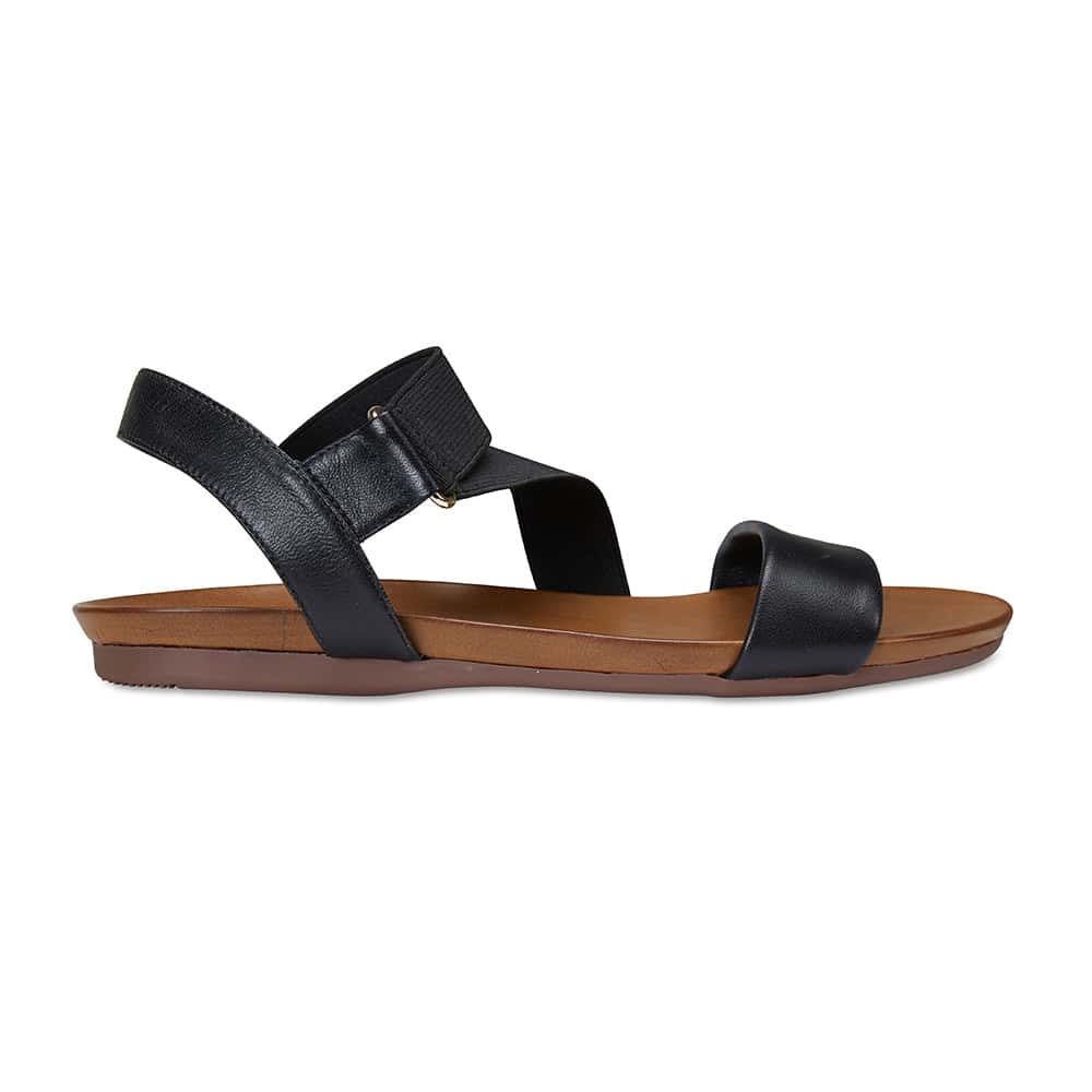 Amity Sandal in Black Leather | Easy Steps | Shoe HQ