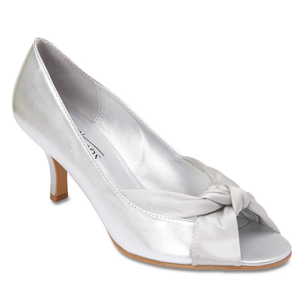 Astrid Heel in Silver Leather | Easy Steps | Shoe HQ