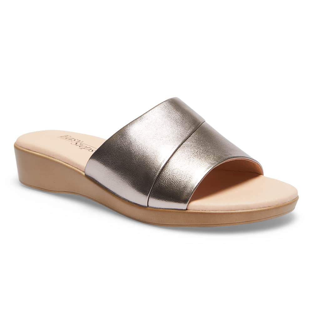 Ellen Slide in Pewter Leather | Easy Steps | Shoe HQ