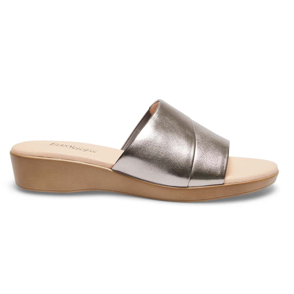 Ellen Slide in Pewter Leather | Easy Steps | Shoe HQ