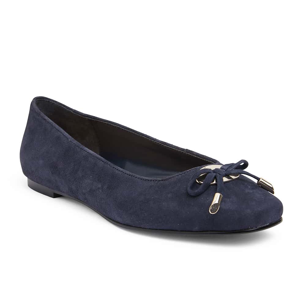 Easy Steps | Tabbatha Flat in Navy Suede