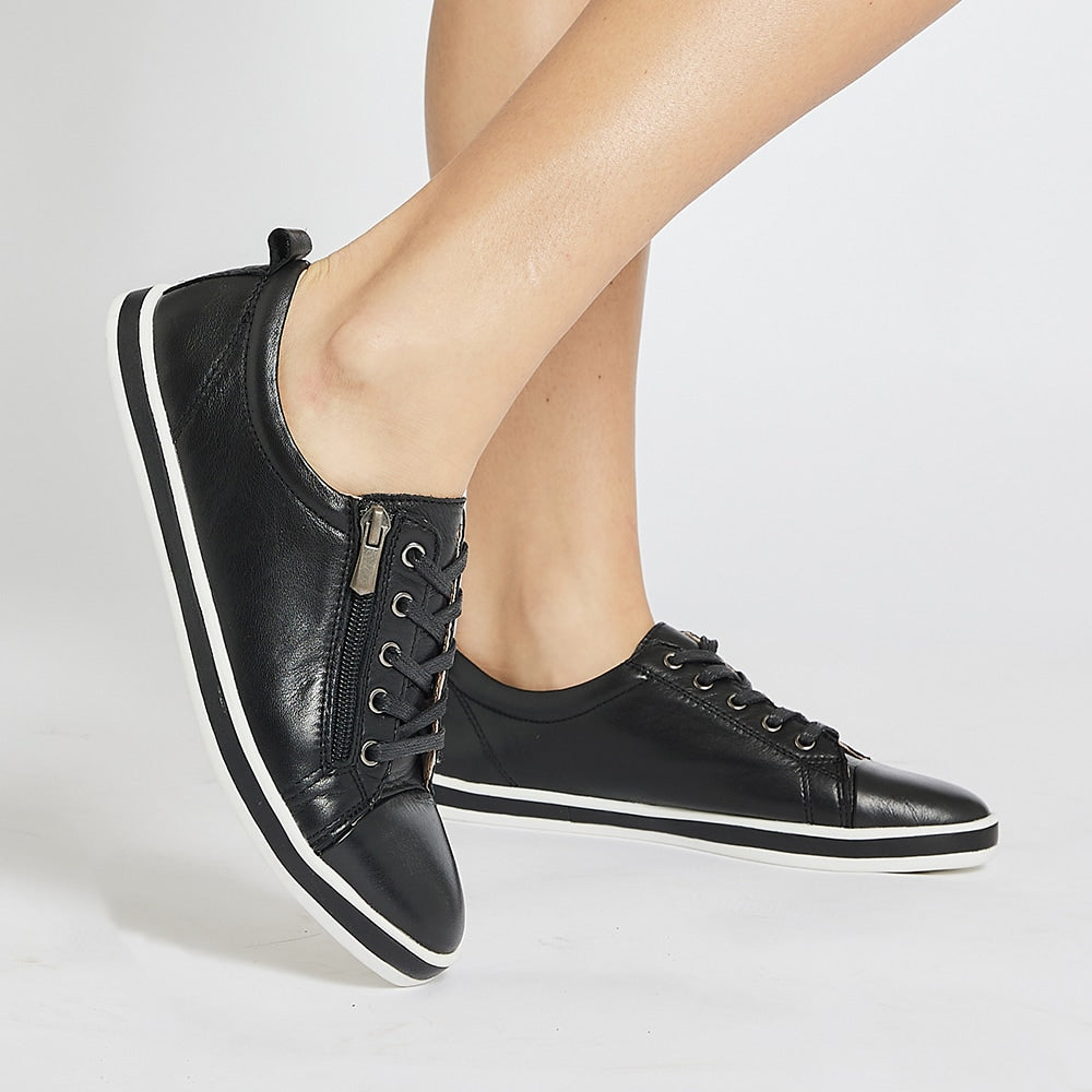 Whisper Sneaker in Black Leather | Easy Steps | Shoe HQ
