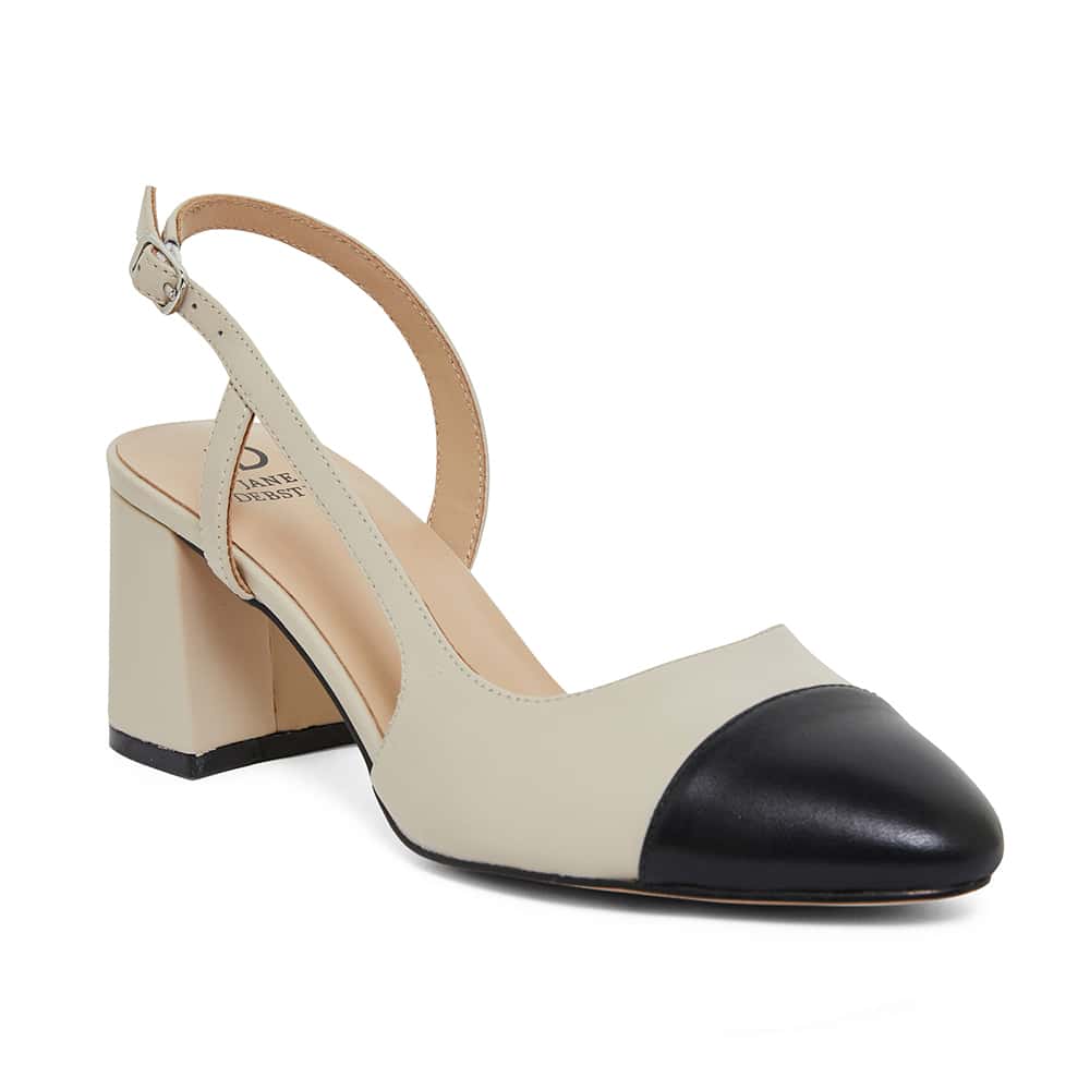 Chapter Heel in Black & Ivory Leather | Jane Debster | Shoe HQ