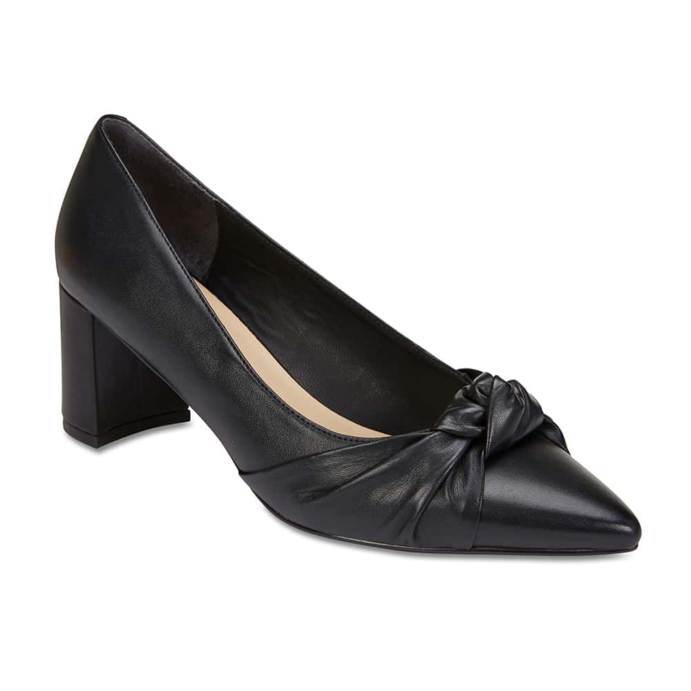 Flare Heel in Black Leather | Jane Debster | Shoe HQ