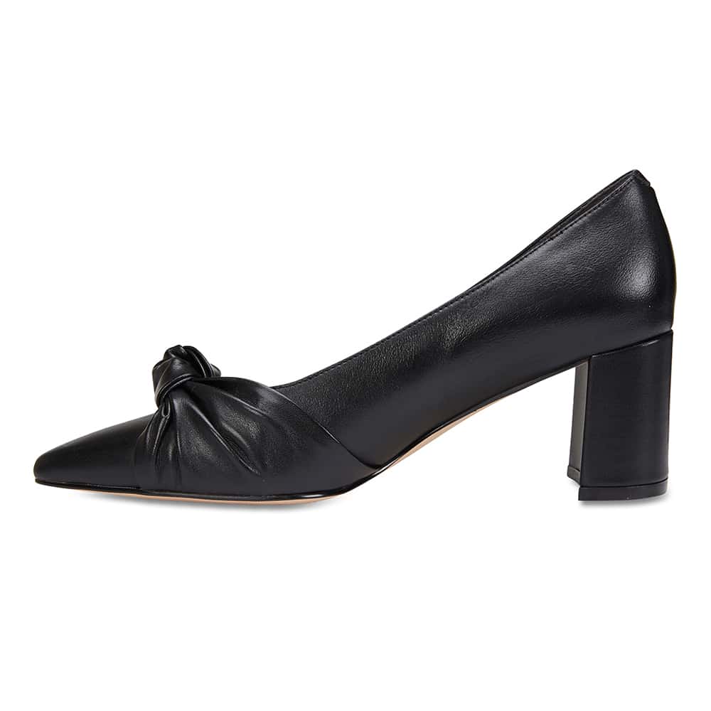 Flare Heel in Black Leather | Jane Debster | Shoe HQ