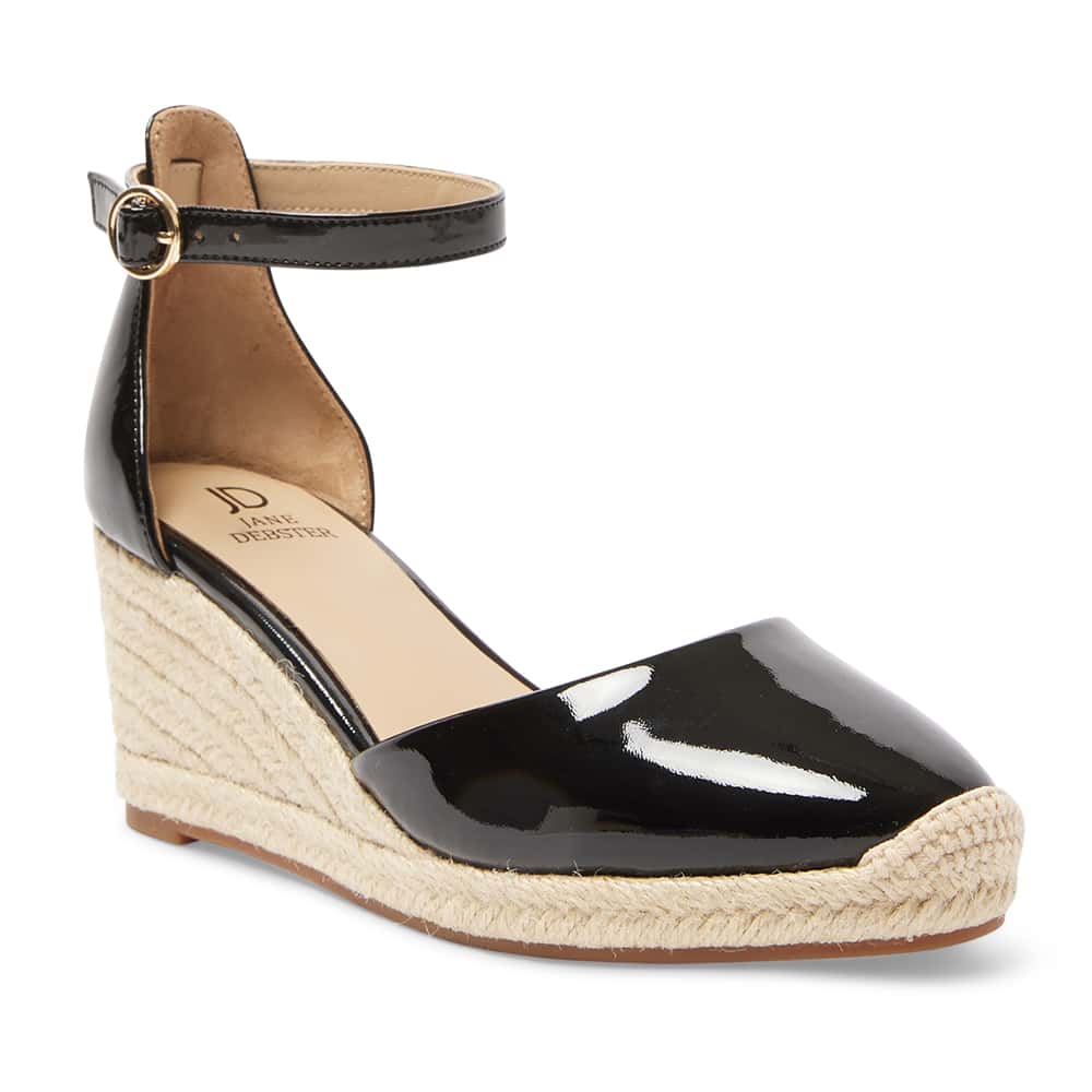 Peru Wedge in Black Patent