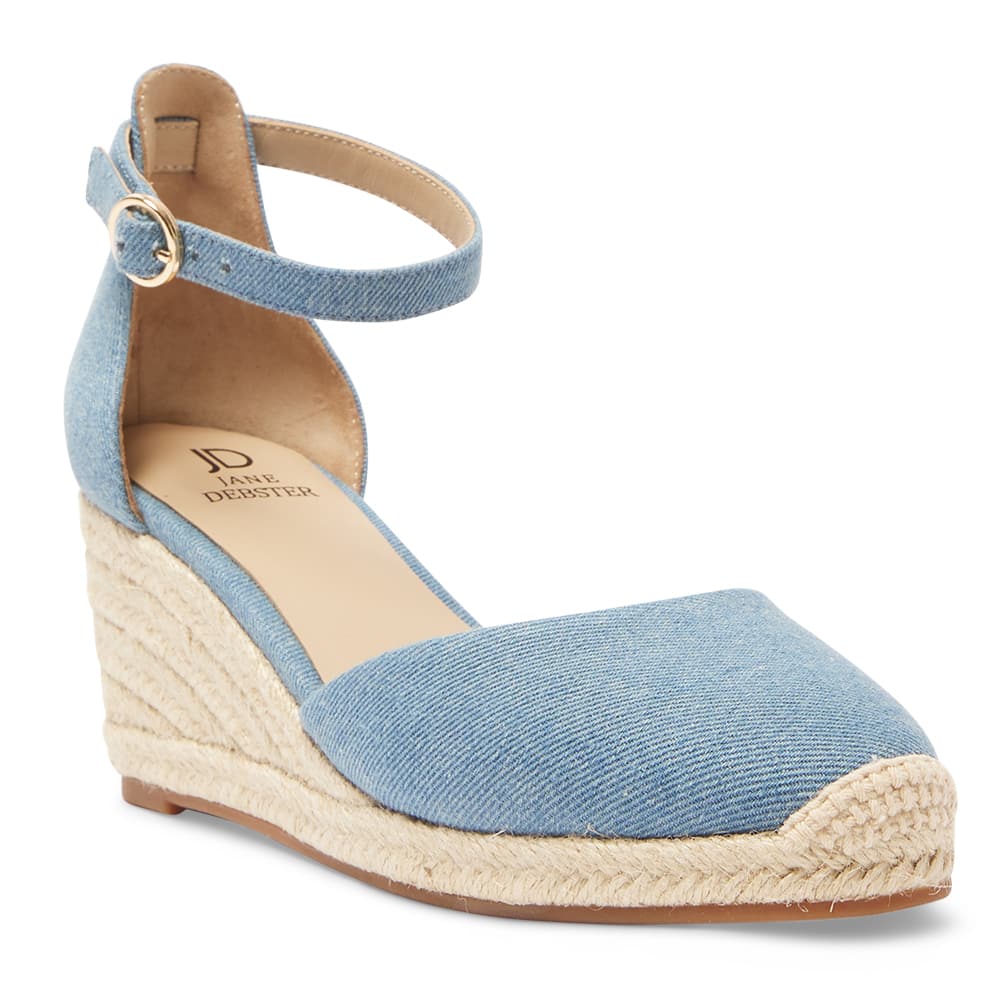 Peru Wedge in Denim Fabric