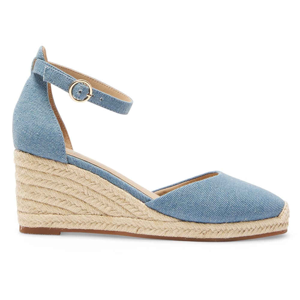 Peru Wedge in Denim Fabric