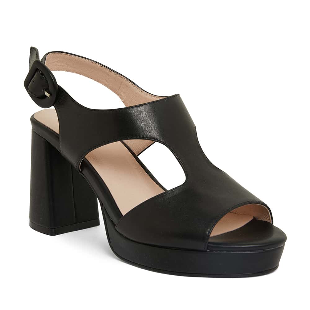 Piazza Heel in Black Leather | Jane Debster | Shoe HQ