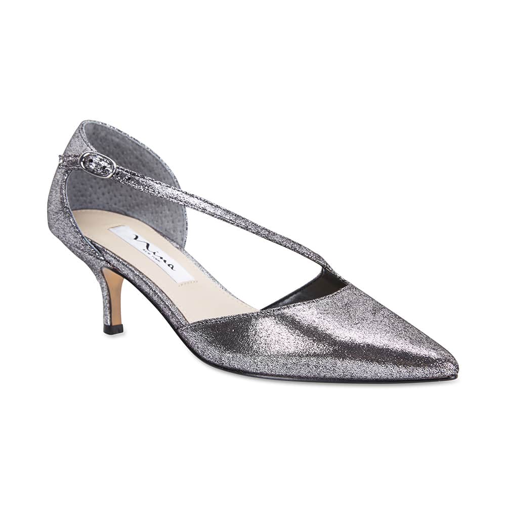 Nina | Tirisa Heel in Gunmetal Satin