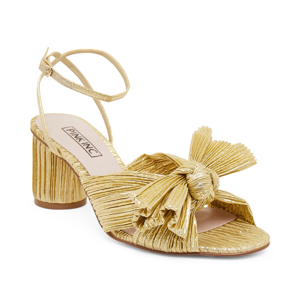 Secret Heel in Gold Fabric| Pink Inc | Shoe HQ