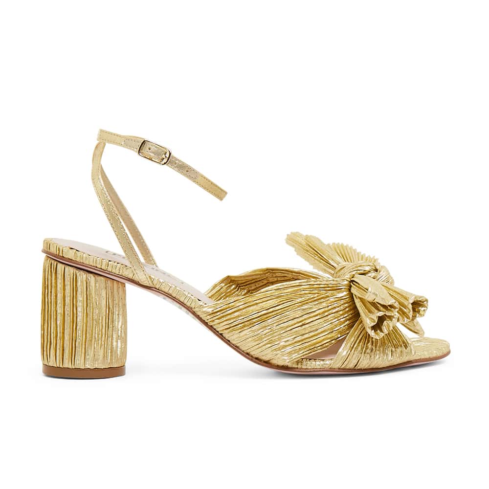 Secret Heel in Gold Fabric| Pink Inc | Shoe HQ