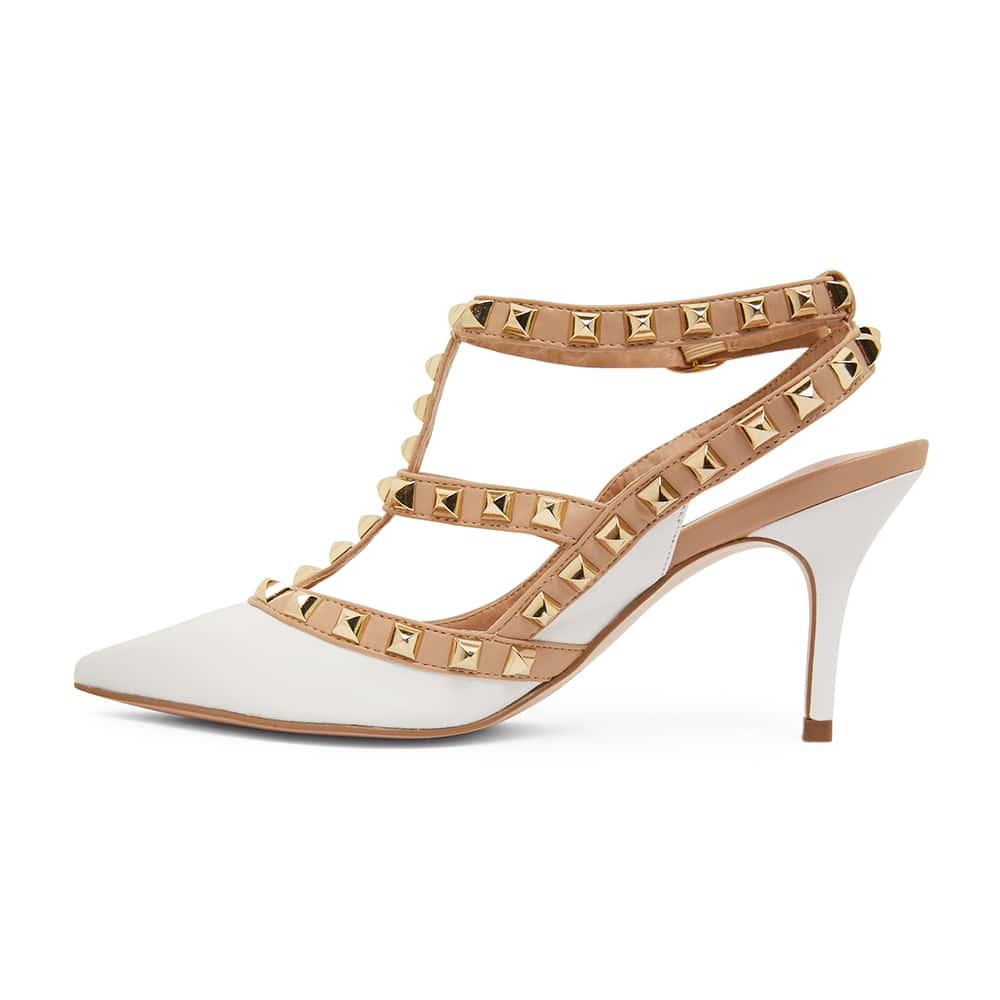 Sphinx Heel in White Leather| Pink Inc | Shoe HQ