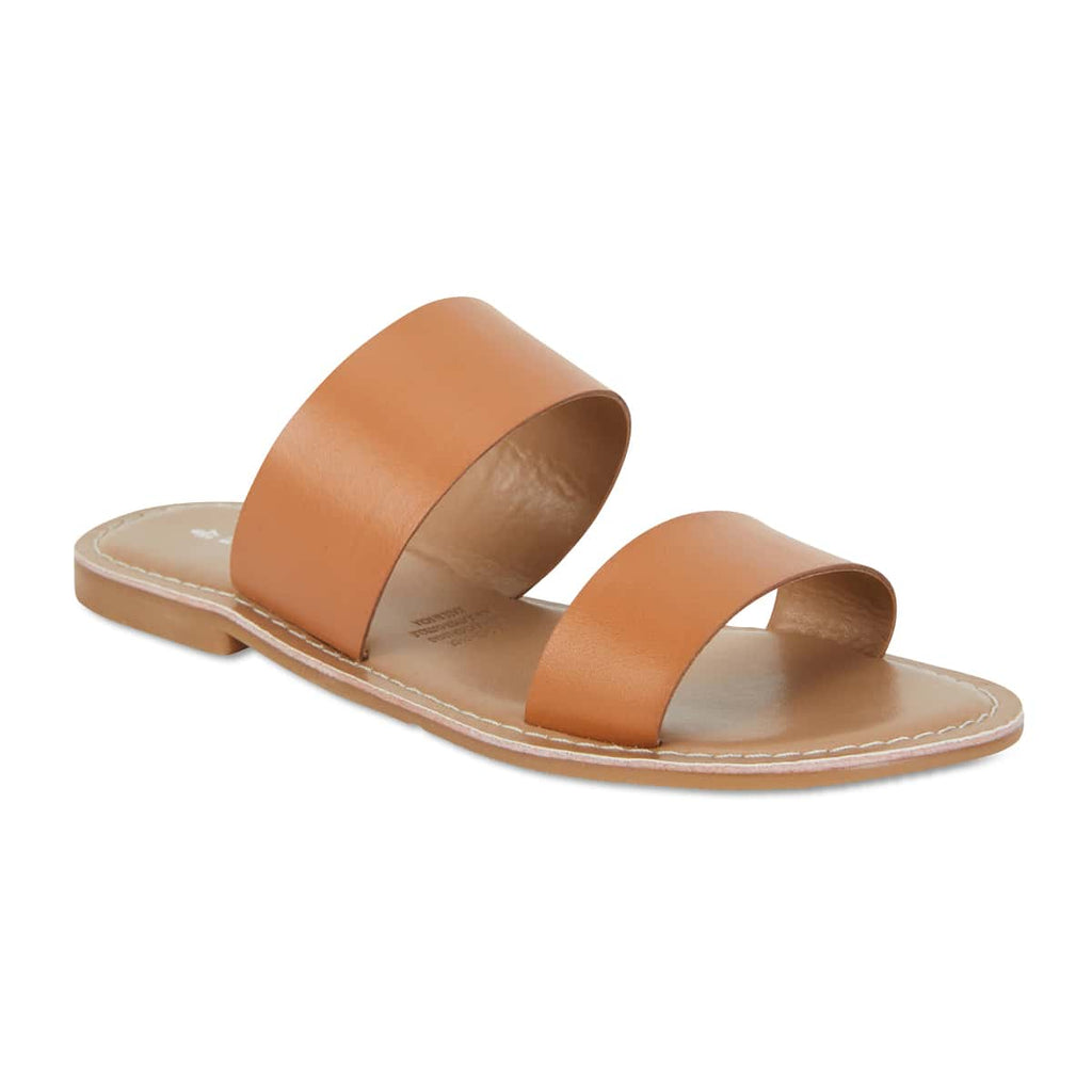 Izzy Slide in Tan Smooth Leather | Ravella | Shoe HQ