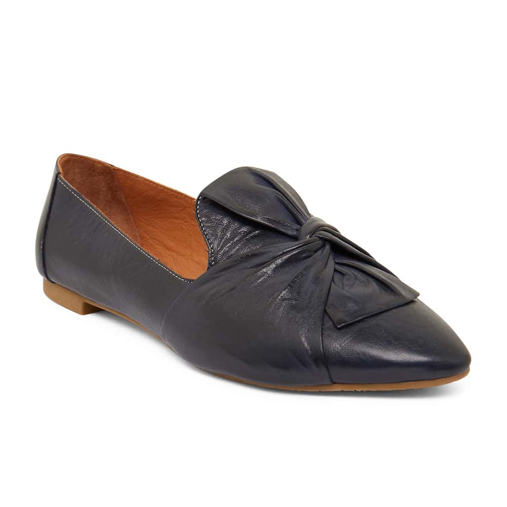 Rosco Flat in Navy Leather | Sandler | Shoe HQ