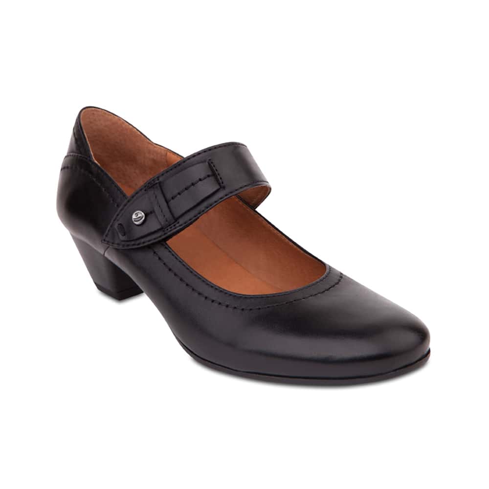 Appeal Heel in Black Leather | Wide Steps | Shoe HQ