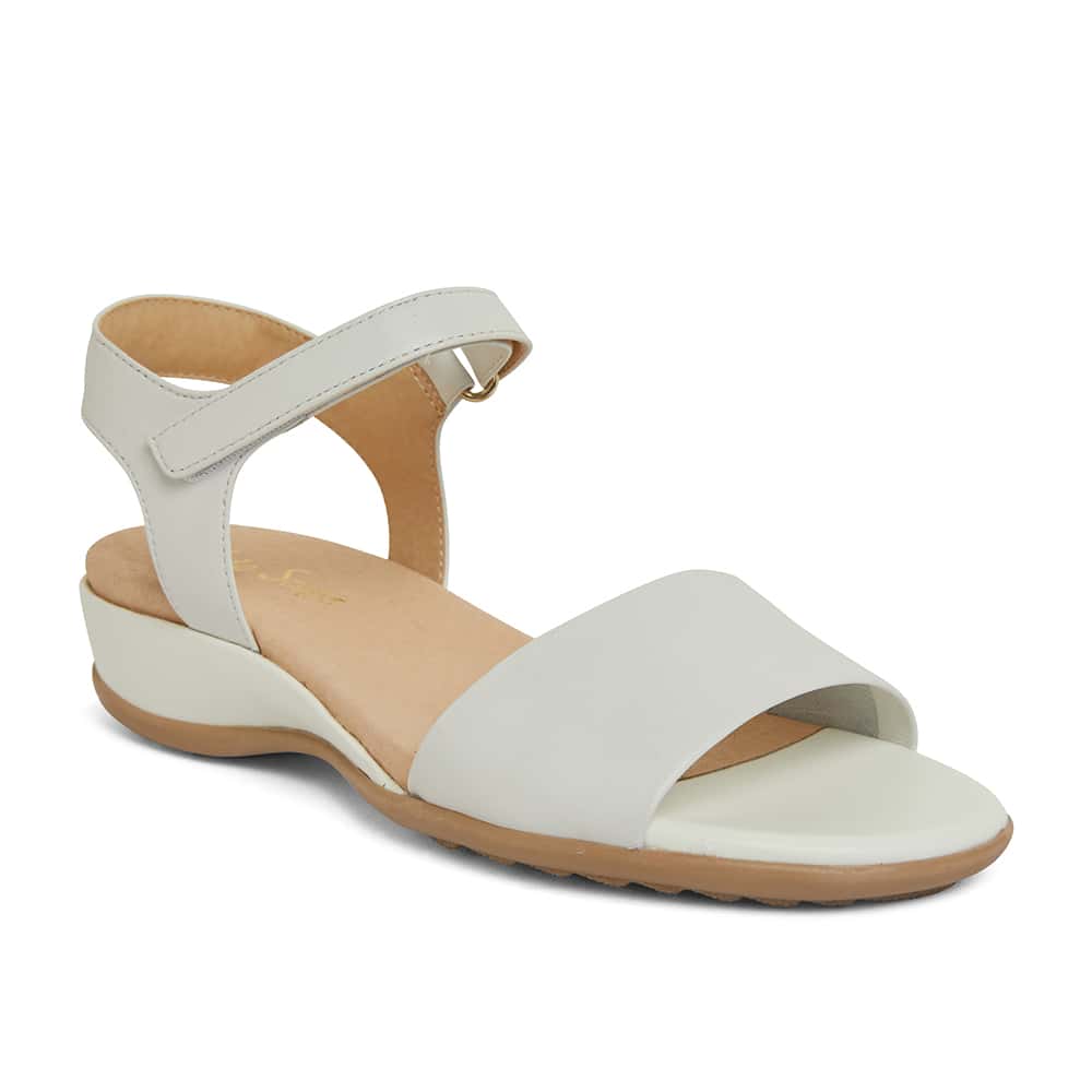 Camden Sandal in White Leather | Wide Steps | Shoe HQ